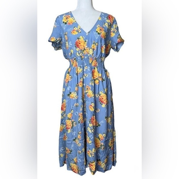 Modcloth | Dresses | Modcloth Womens Tennessee Rose Blue Floral Midi ...